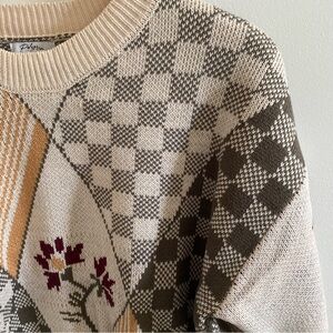 Polagram | Sweaters | Polagram Cream And Brown Crew Neck Sweater With ...